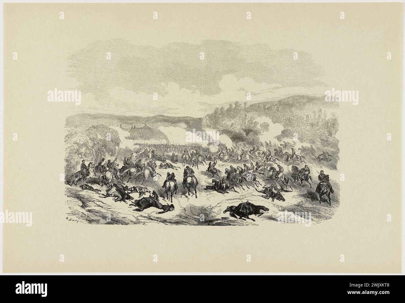 Gustave Doré (1832-1883). "Italian campaign. Load of the first regiment ...