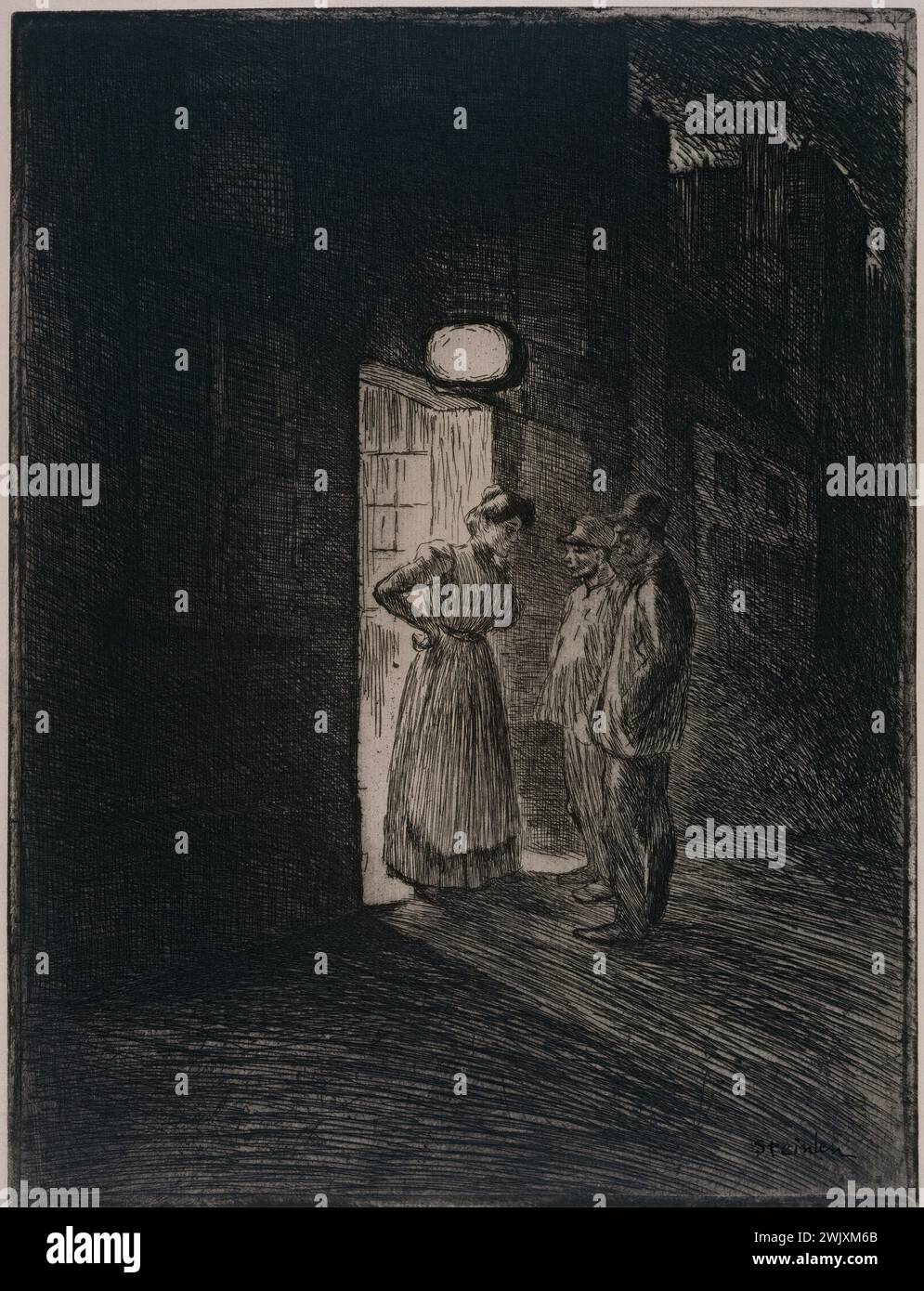 Alexandre-Théophile Steinlen (1859-1923), "Conversation on the doorstep ...
