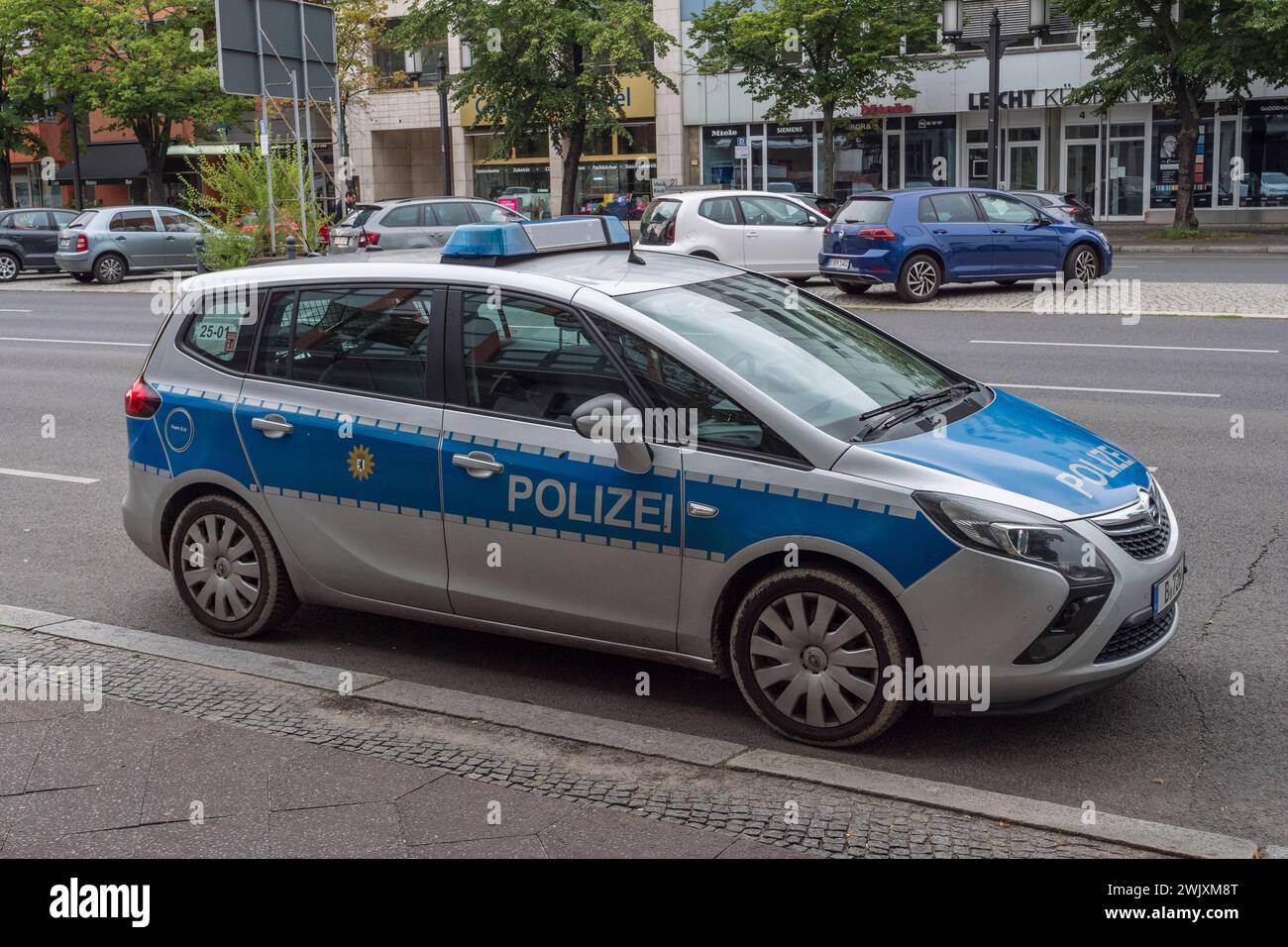 A typical German (Nissan) Polizei car parked in Charlottenburg, Berlin ...