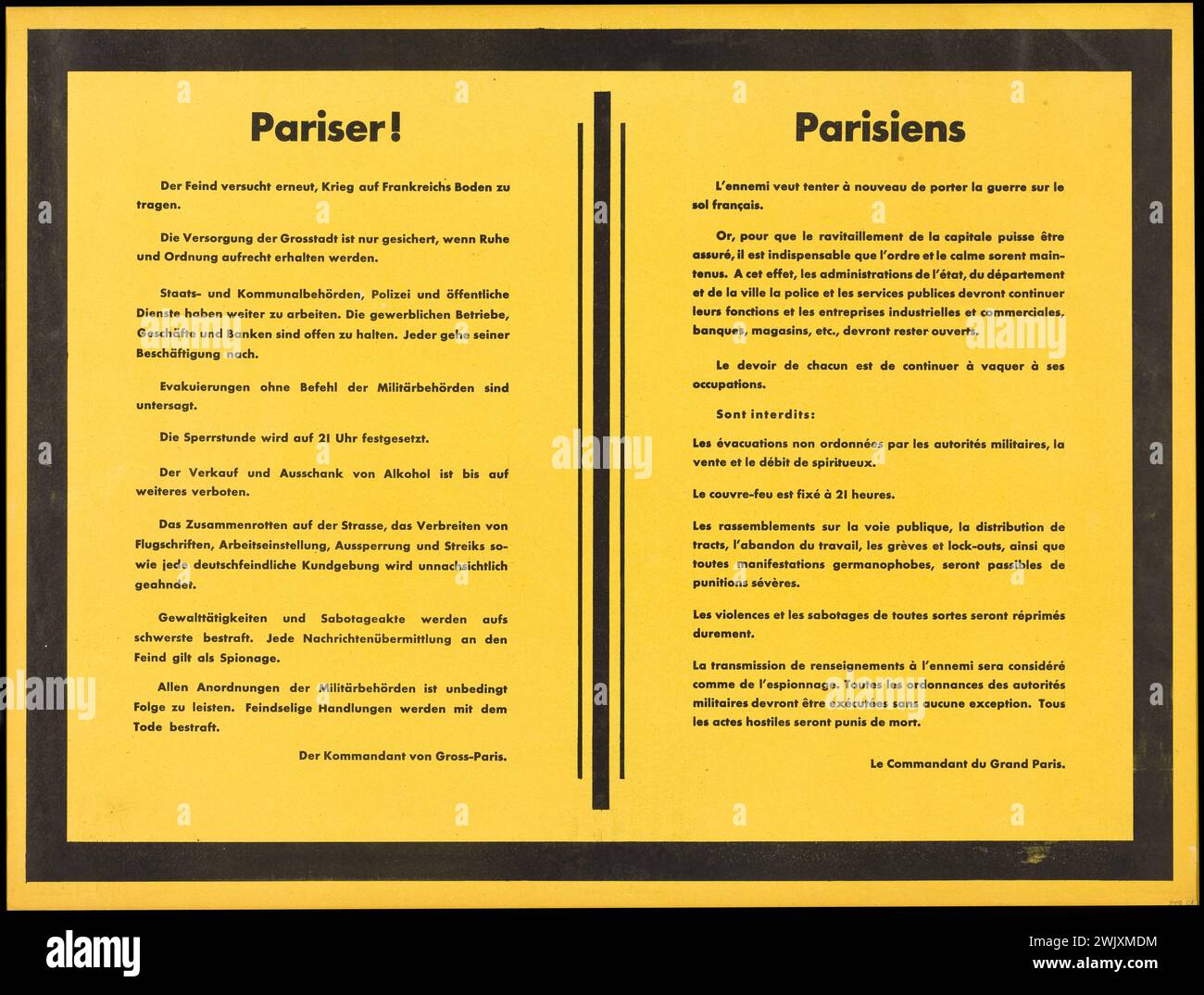 War 1939-1945. "Breaking! Parisians!". Poster under the German ...