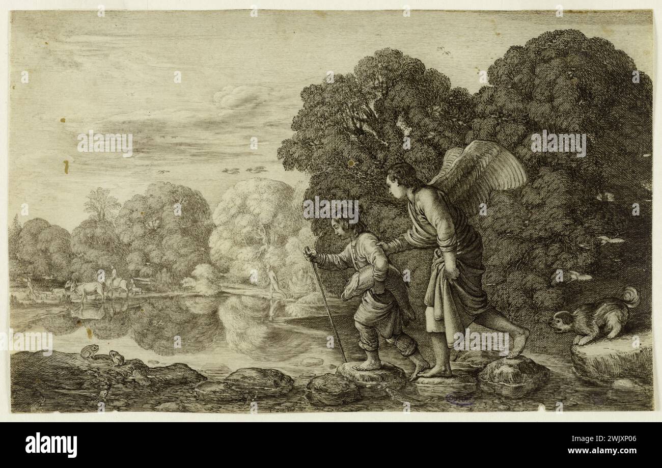 Hendrick Goudt (1538-1648). The young Tobie, carrying the fish under ...