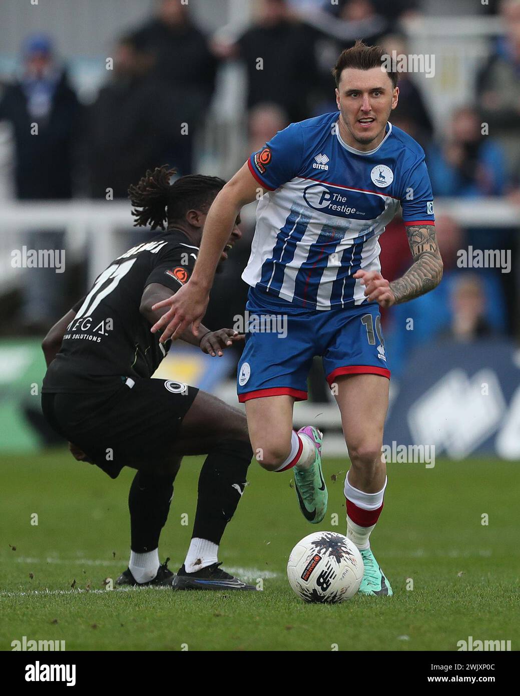 Hartlepool United's Callum Cooke in action with Borehamwood's Timmy ...