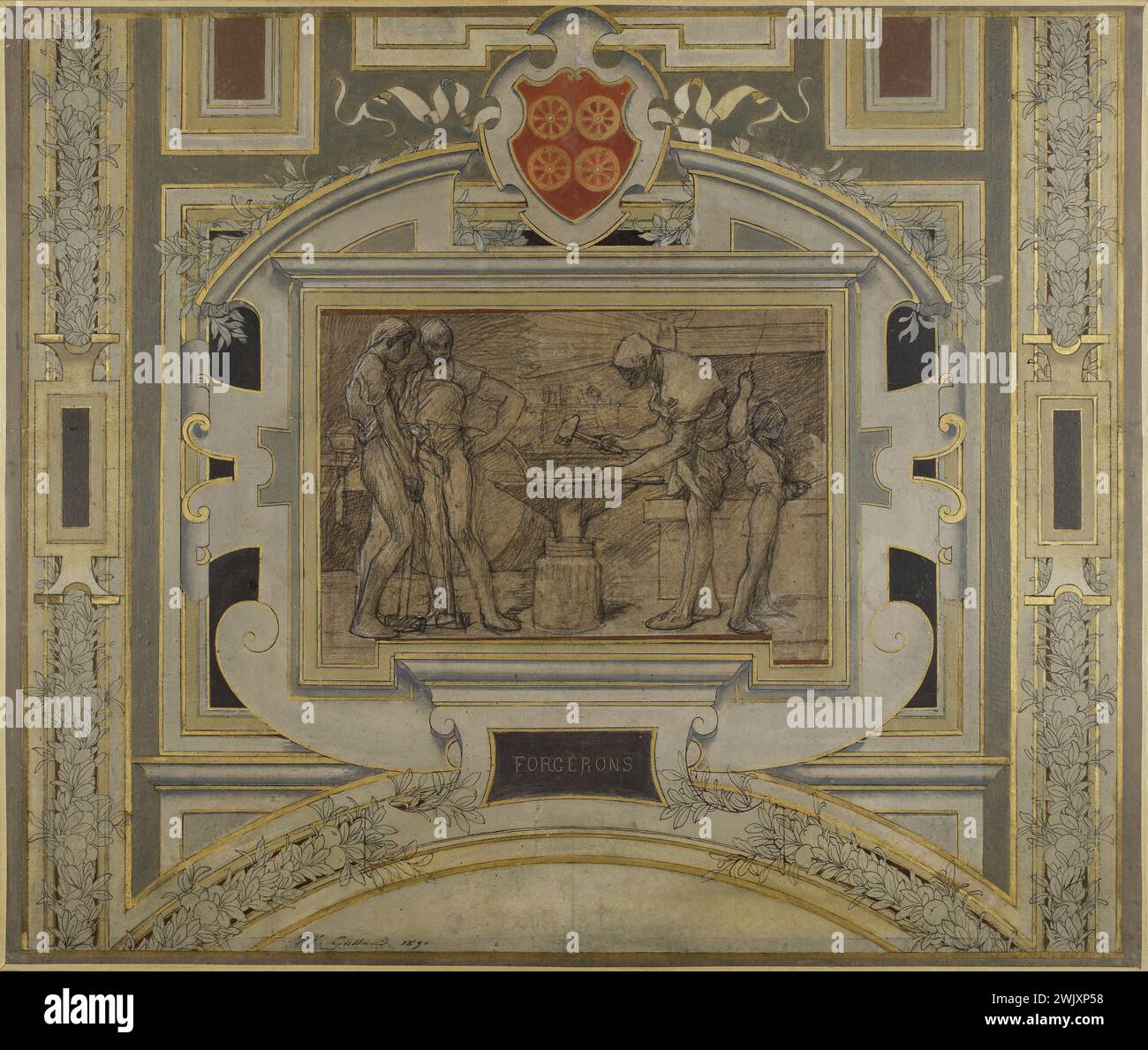 Pierre-Victor Galland (1822-1892). Sketch for the Town Hall Galerie des ...