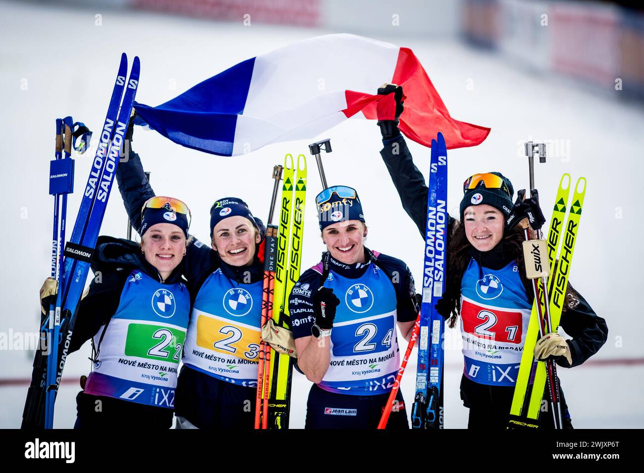 From left Sophie Chauveau, Justine Braisaz-Bouchet, Julia Simon, Lou ...