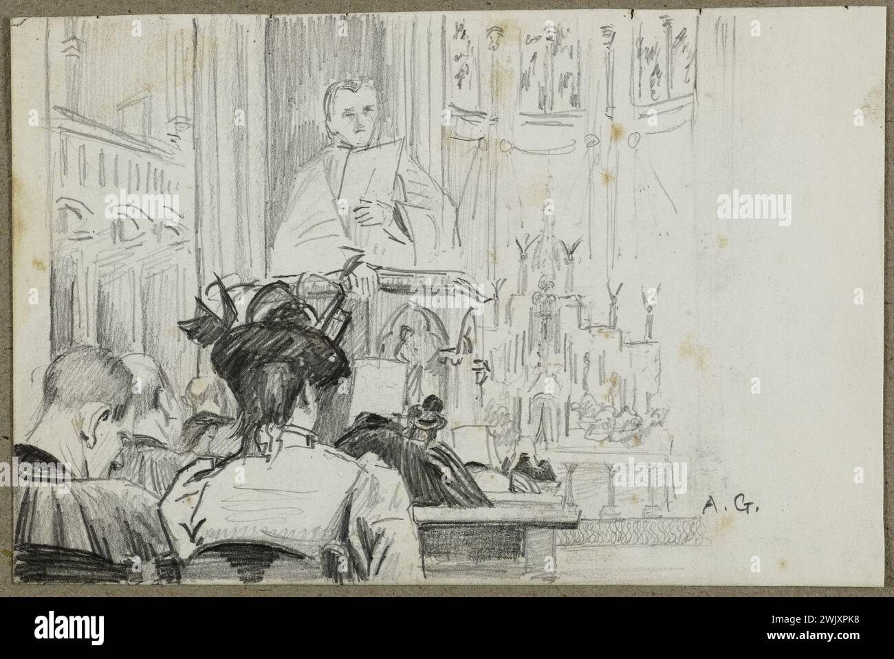 Arthur-Joseph Guéniot (1866-1951). At the Saint-Louis church in La ...