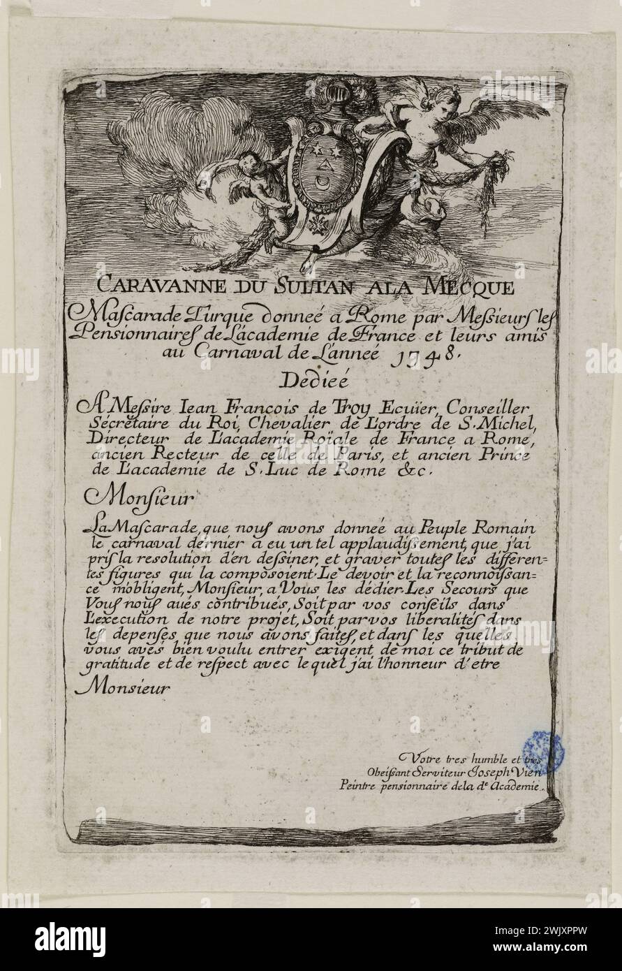 Joseph-Marie Vien (1716-1809). "The Sultan caravan in Mecca". Engraving ...