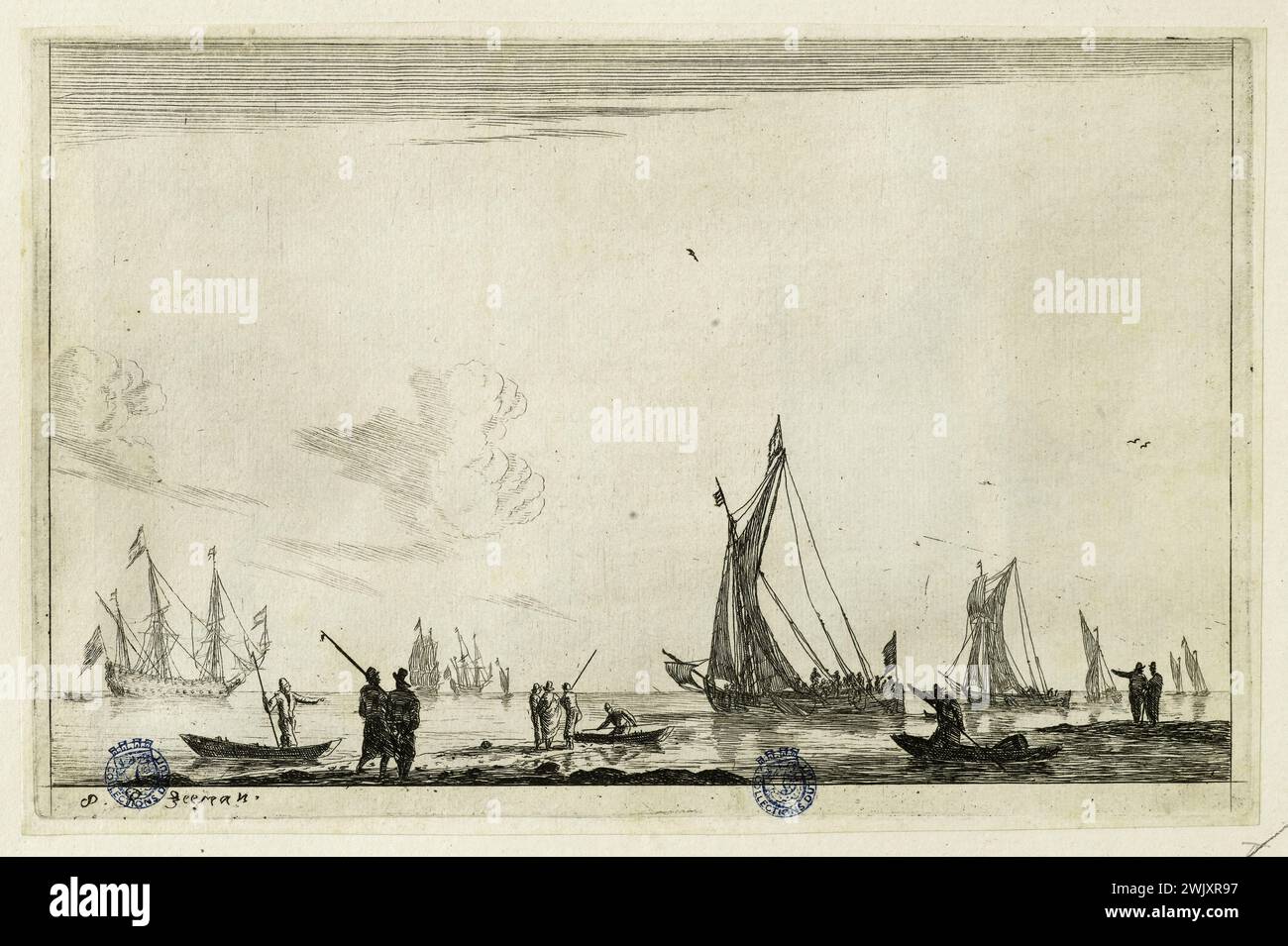 Renier Zeeman (around 1623-1667). Some river ports n ° 8: estuary with ...