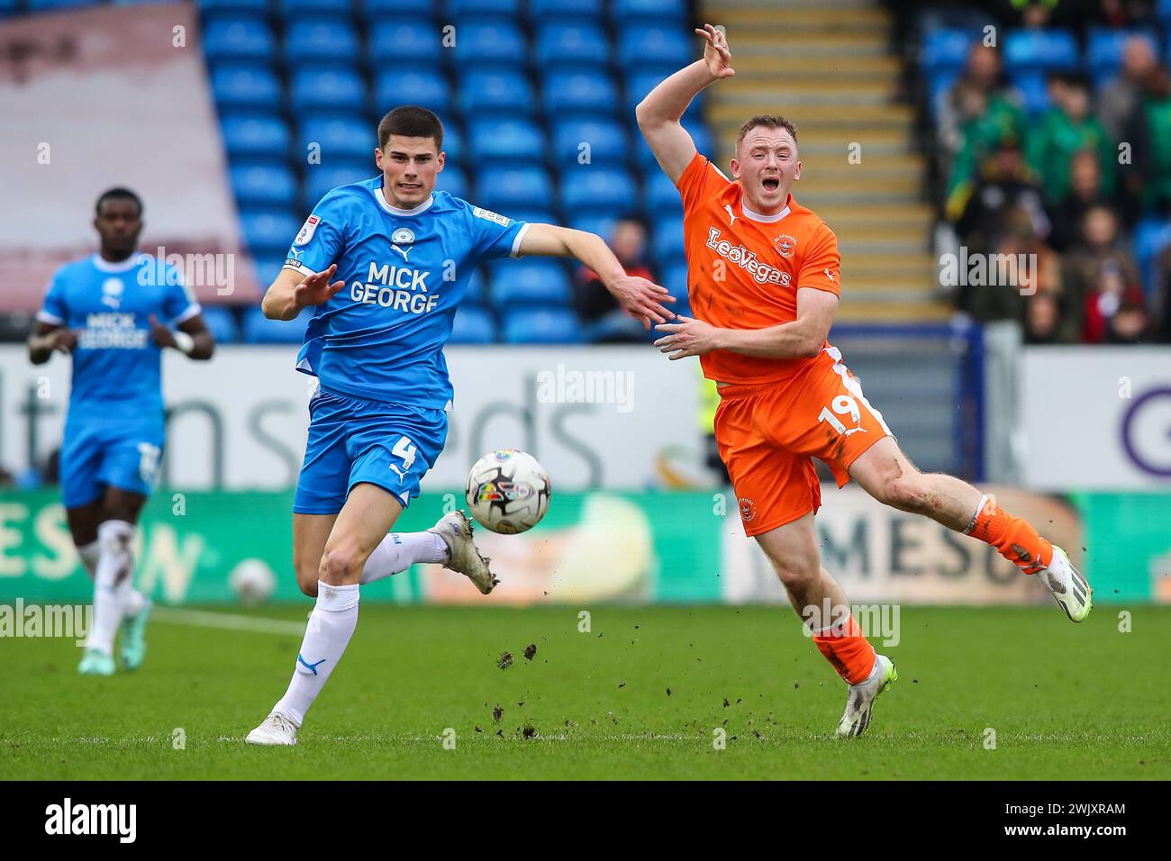 Shayne Lavery of Blackpool reacts after a coming together with Ronnie ...