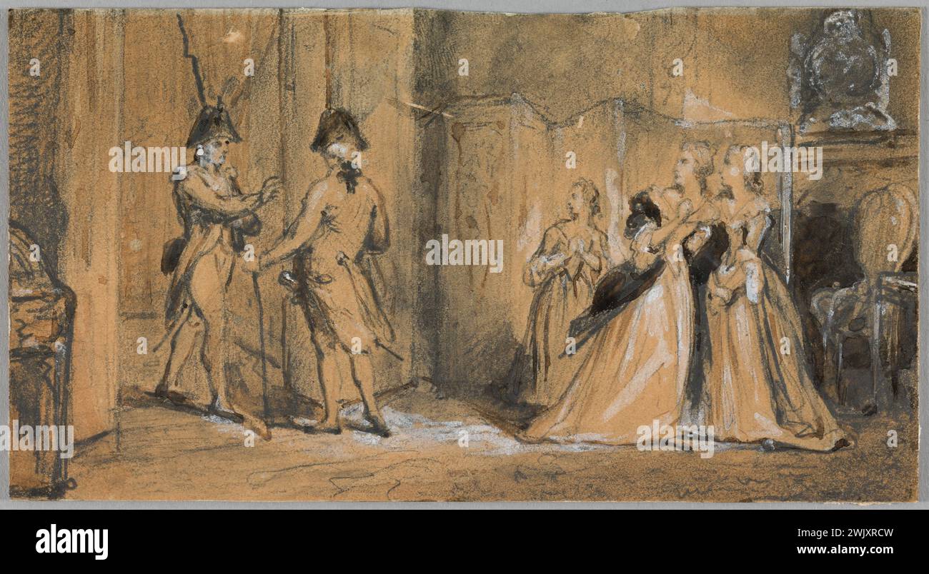 Henry Scheffer (1798-1862). Scene of the French Revolution: the royal ...