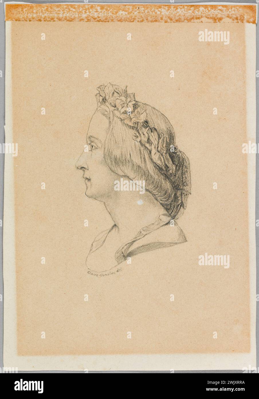 Claire d'Agoult. Portrait of the Countess Marie d'Agoult, in profile ...