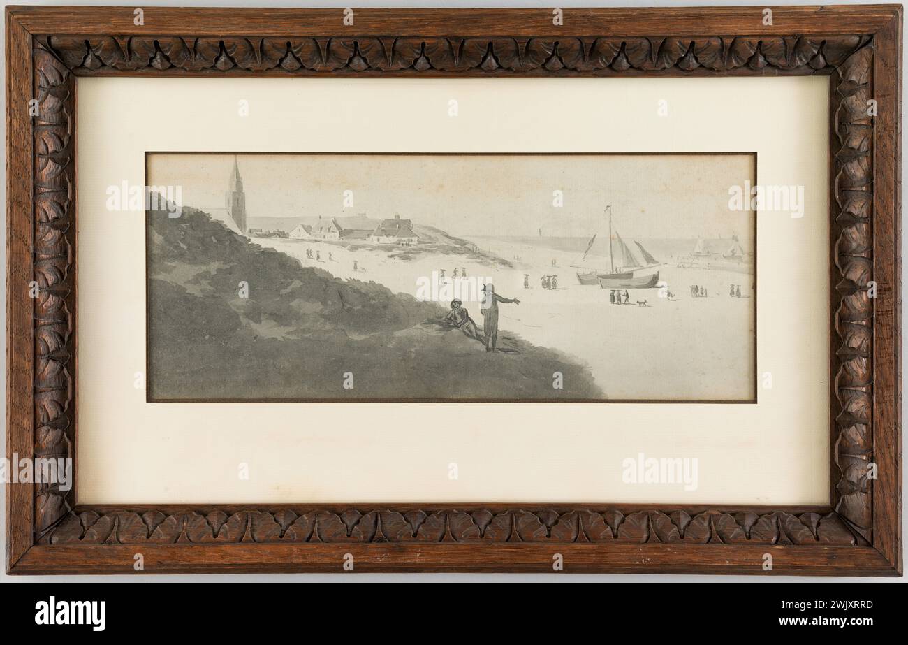 Anonymous. View of a beach. Beach landscape with various characters ...