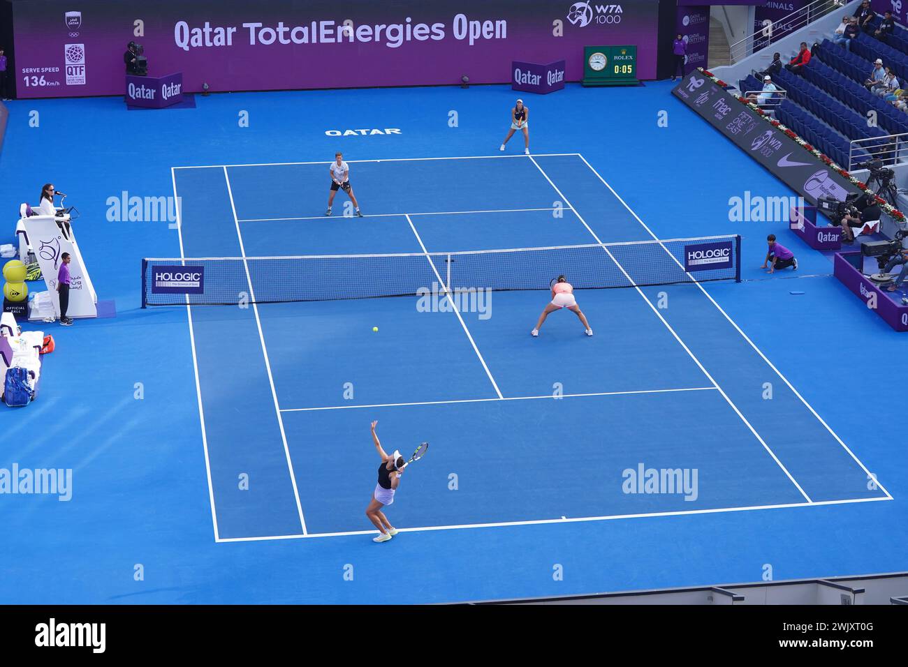 Action from the doubles match of the Qatar TotalEnergies Open 2024 at ...