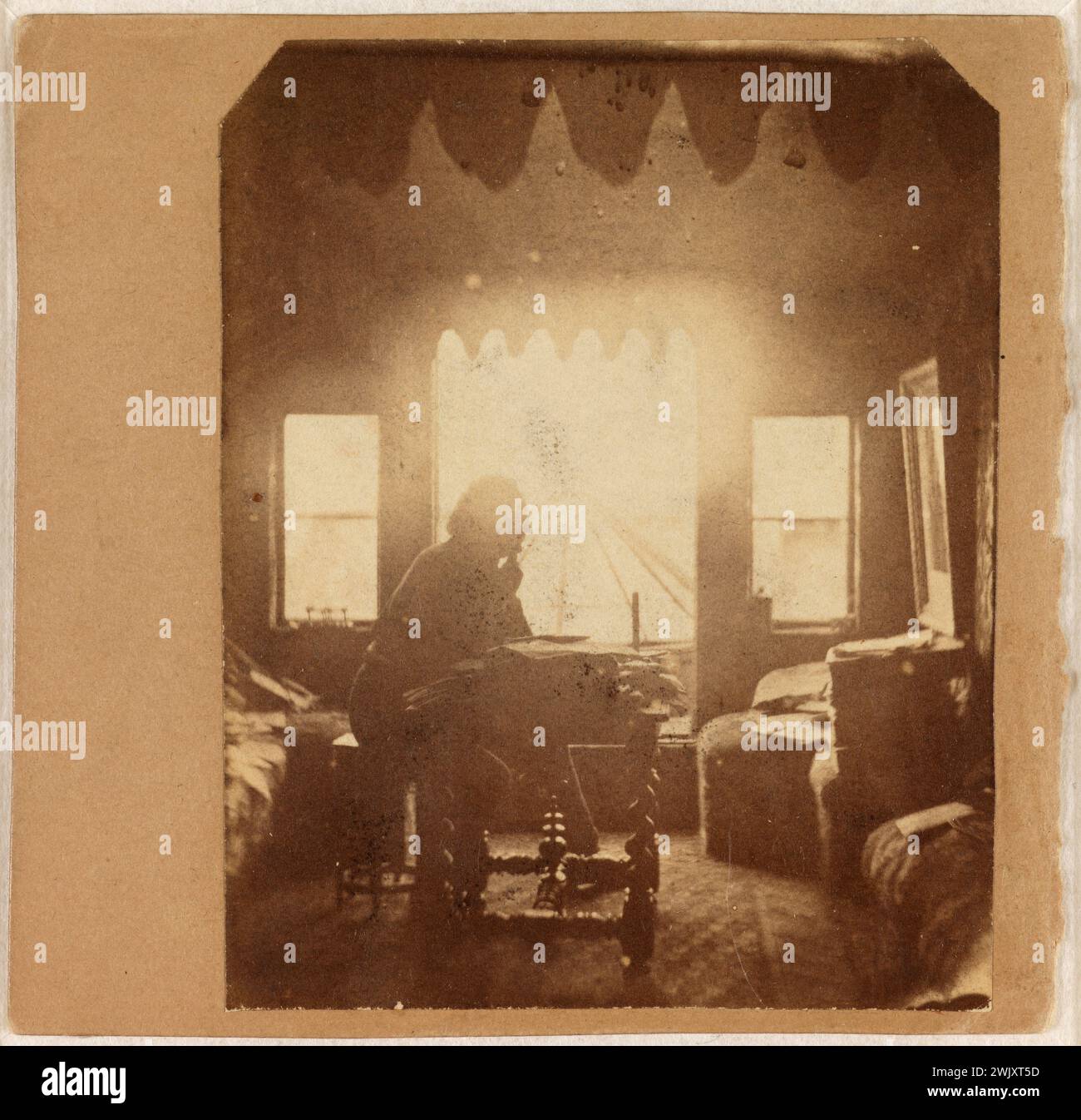 Anonymous. "Victor Hugo in his work office in Guernsey". Albumin paper ...