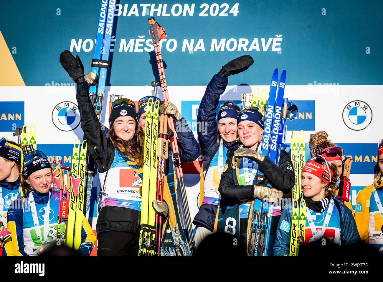 From left Lou Jeanmonnot, Julia Simon, Justine Braisaz-Bouchet, Sophie ...