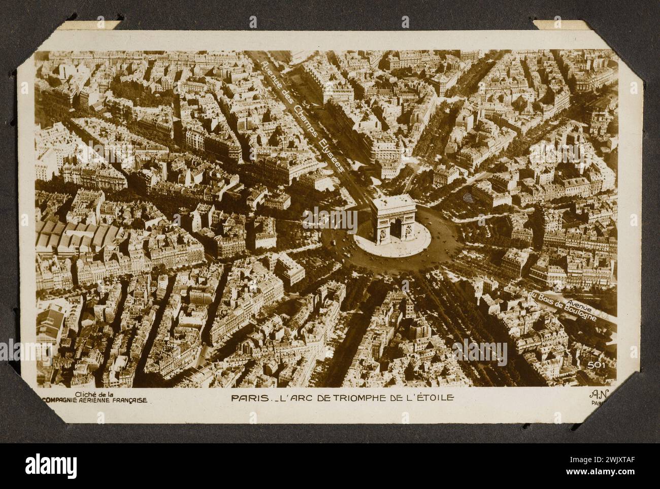 An Paris. Paris view album. The Arc de Triomphe de l'Etoile (aerial ...