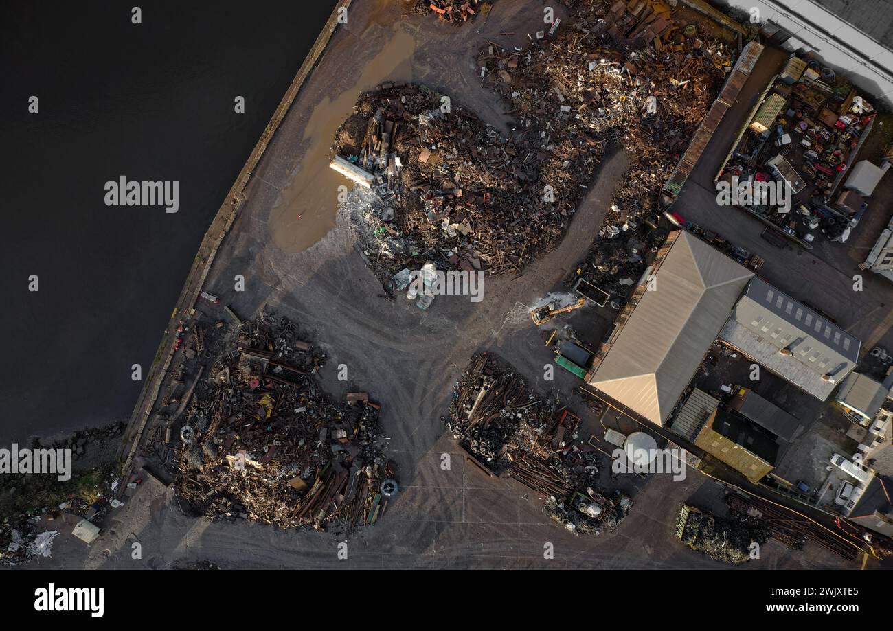 Scrap metal recycling compound viewed from above Stock Photo - Alamy