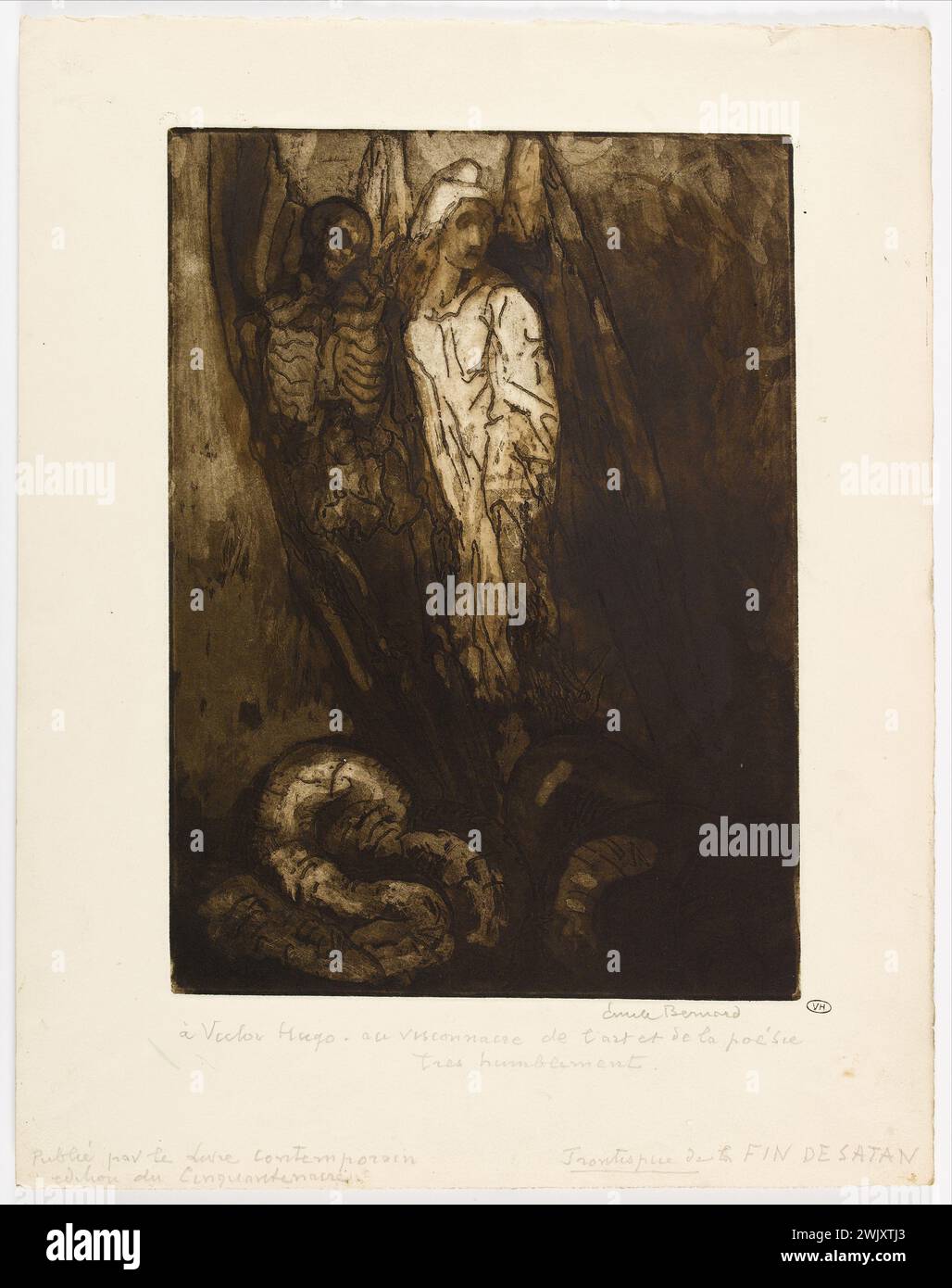 Emile Bernard (1868-1941). Frontispiece for "the end of Satan". Etching ...