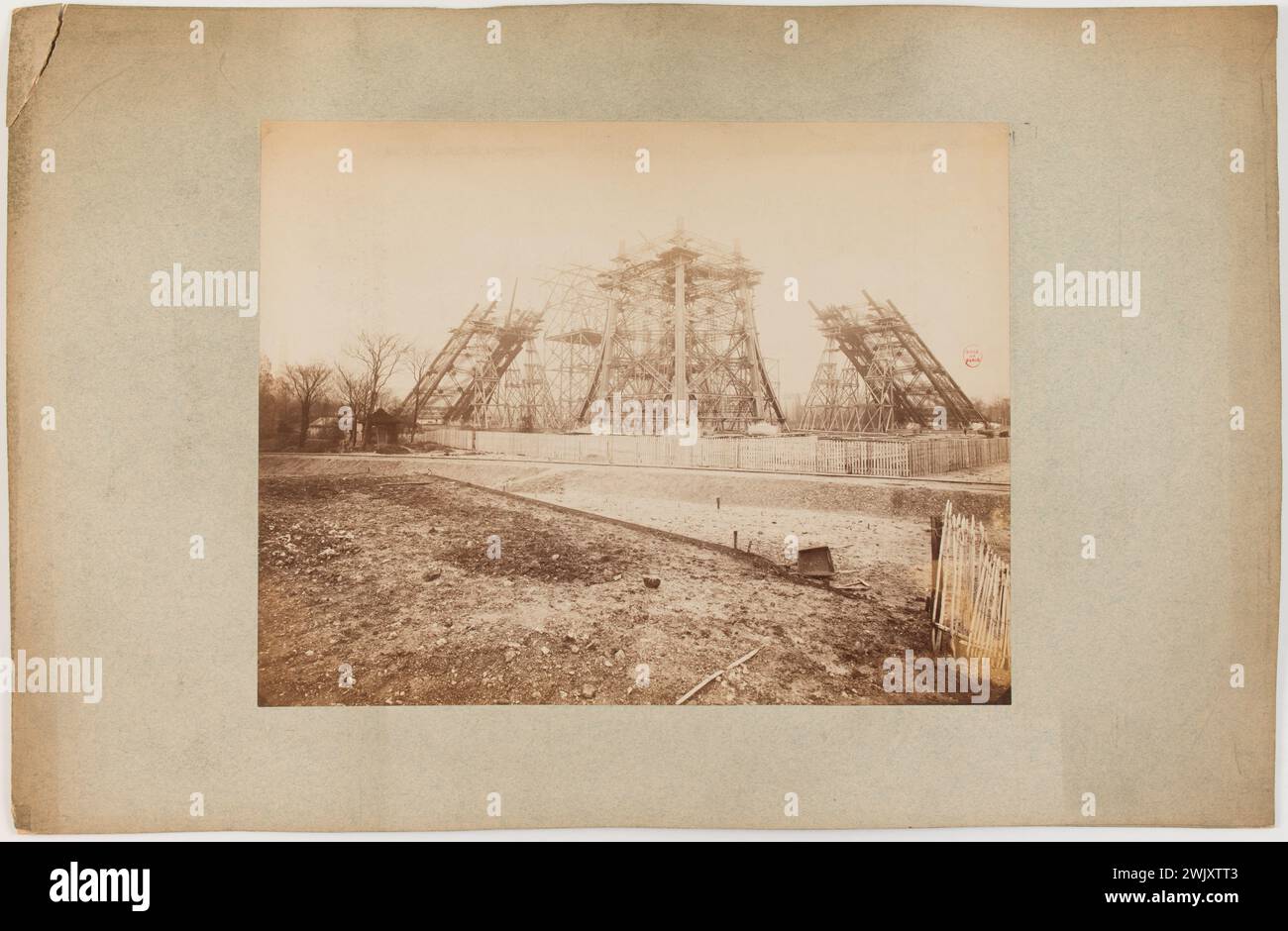 Construction of the Eiffel Tower. Paris (VIIIth arr.). Photograph by ...