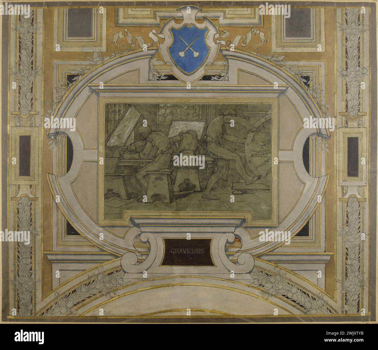 Pierre-Victor Galland (1822-1892). Sketch for the Town Hall Galerie des ...