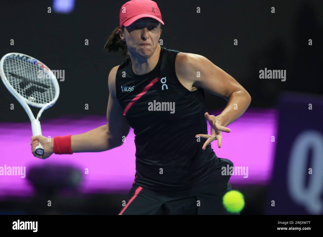 Poland's Iga Swiatek retruns to Kazakhstan's Ekaterina Rybakina during ...