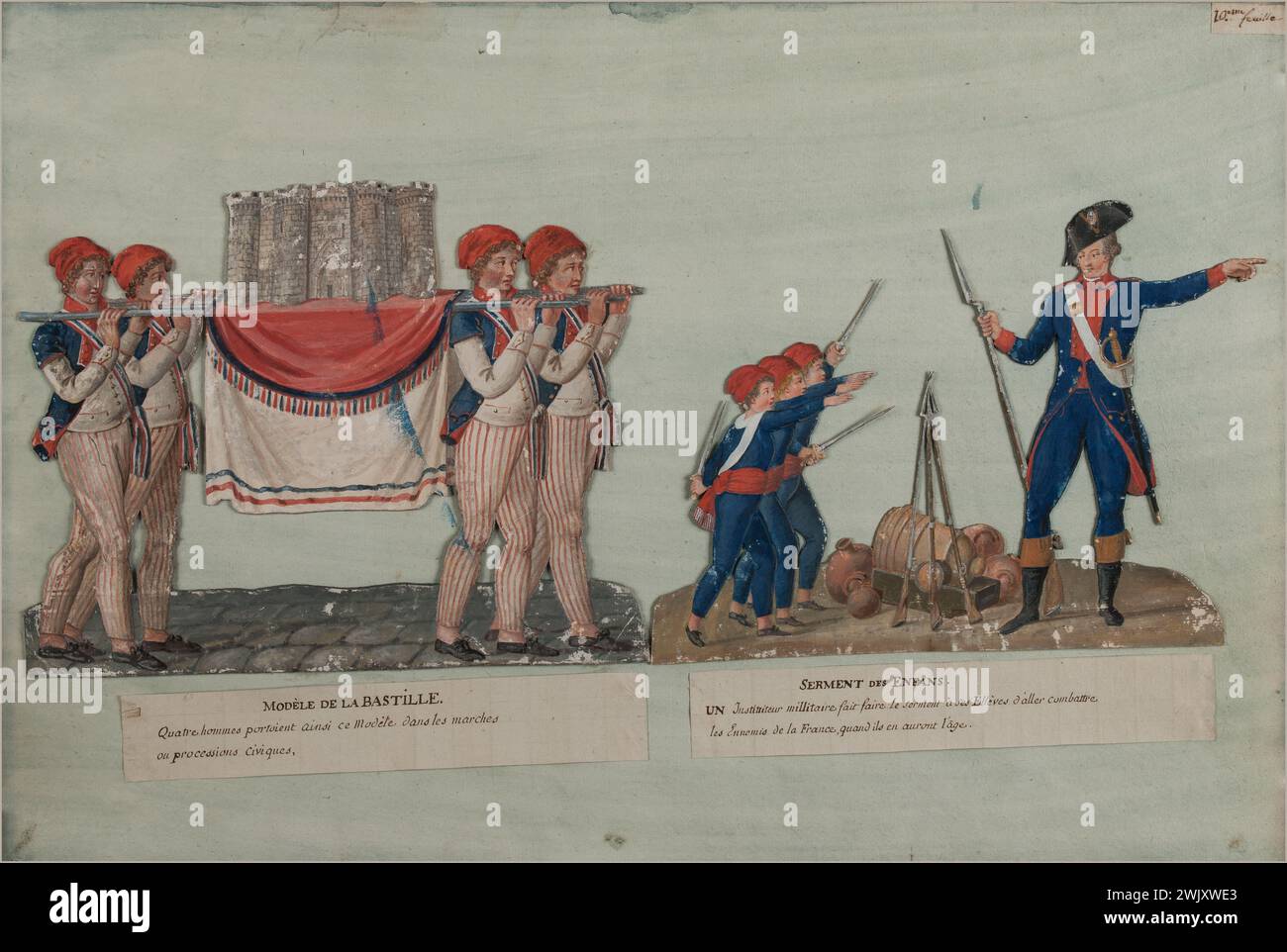 Jean-Baptiste Lesueur (1749-1826). "Oath of children". Gouache on cut ...