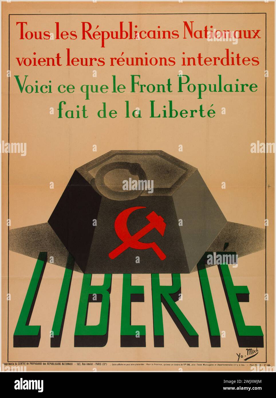 Yo. Mich. Propaganda poster. "Freedom. All national Republicans see ...