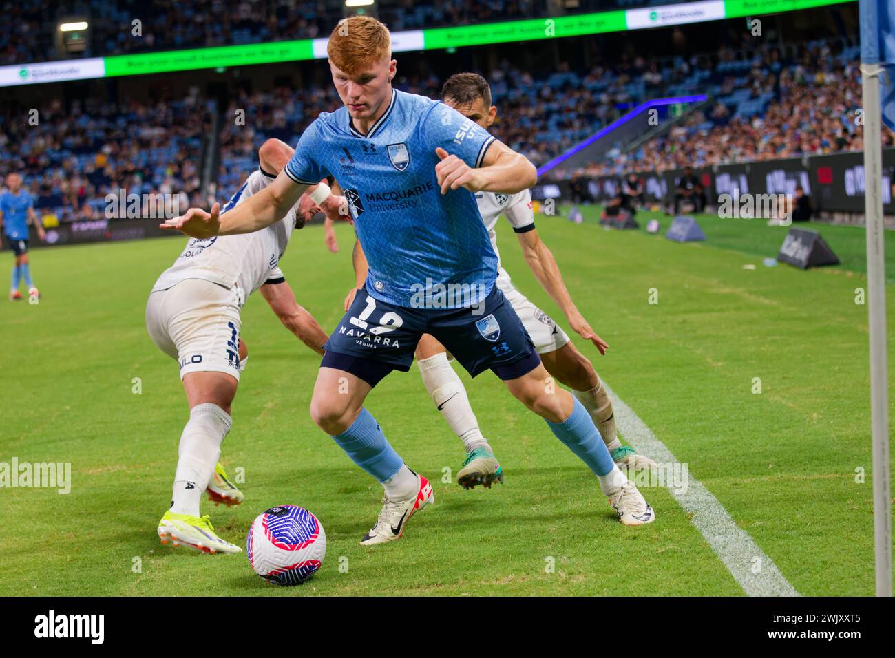Sydney, Australia. 17th Feb, 2024. Zach Clough of Adelaide competes for ...