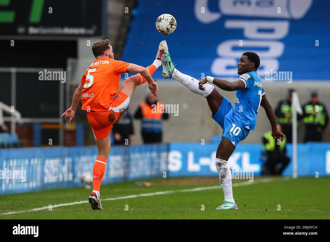 Peterborough, UK. 17th Feb, 2024. Matthew Pennington of Blackpool and ...