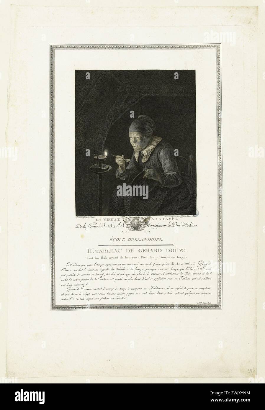 Joseph-Ignace Huber. The old man with a lamp after Dou. Eat and chisel ...