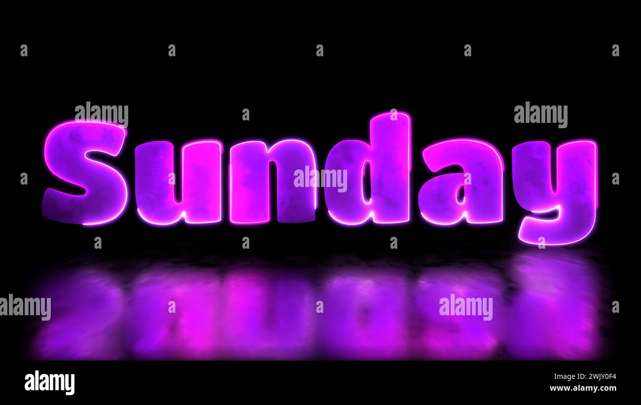 Looping neon glow effect sunday word, black background Stock Photo - Alamy