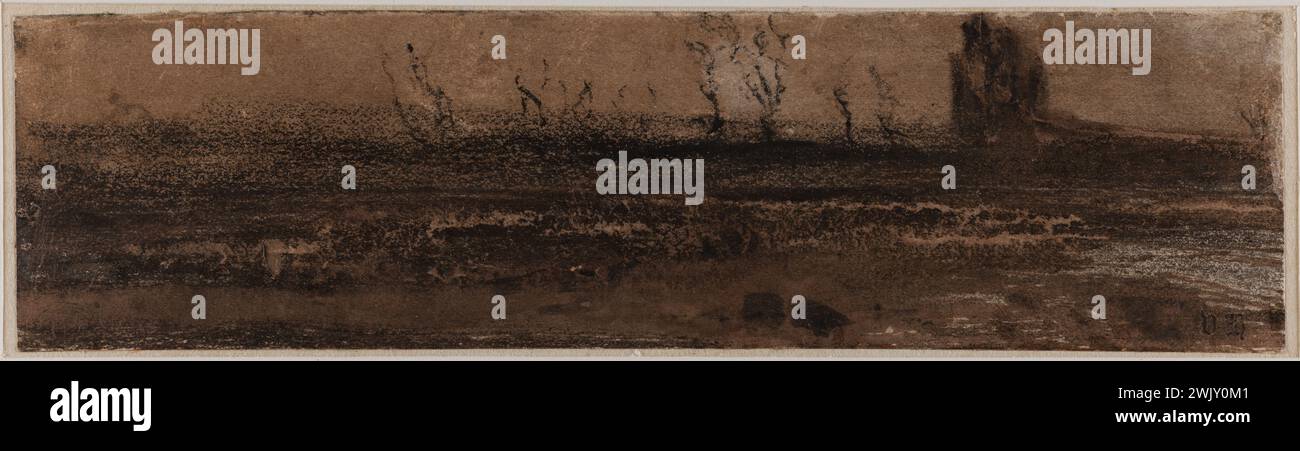 Victor Hugo (1802-1885). Desolate landscape. Drawing, 1855. Paris ...