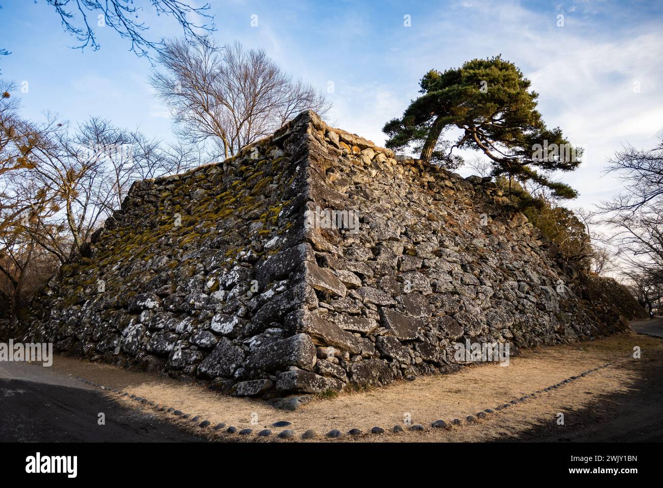 Stone walls of the Komorojō Castle Ruins (小諸城址). Nagano, Japan Stock ...