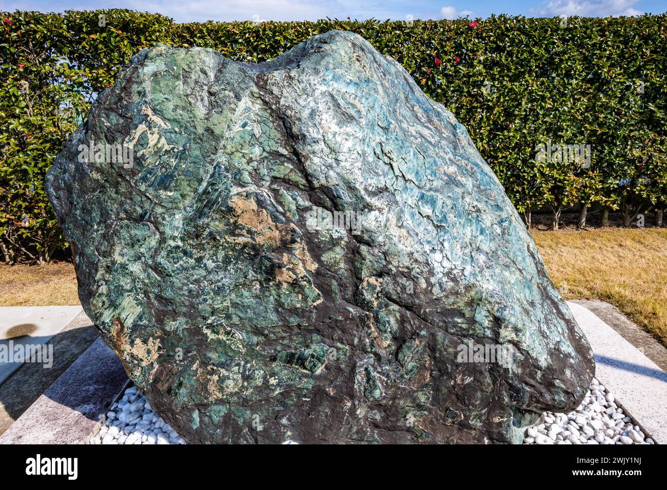 A giant piece of Jade in display at the Izumi Syuzou Company (出水酒造), a ...