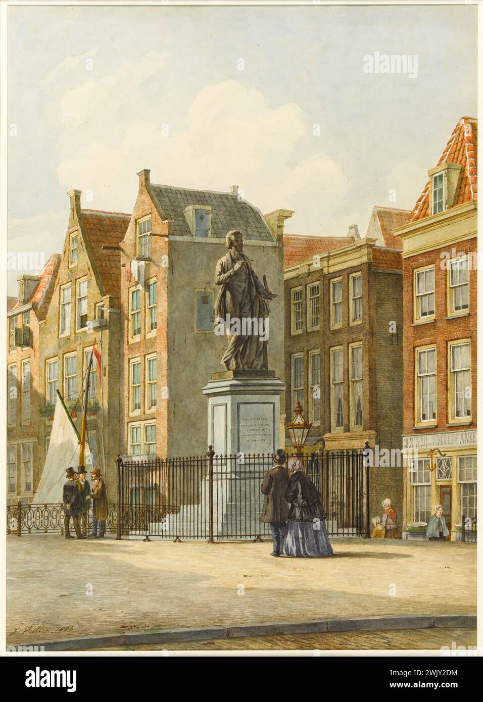 Johannes Rutten (1809-1884). "The statue of Ary Scheffer in Dordrecht ...