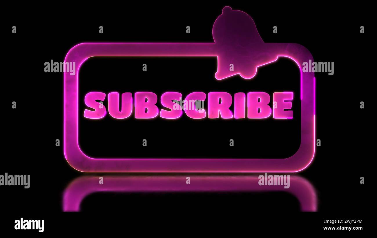 Looping neon glow effect subscribe now icons, black background Stock ...