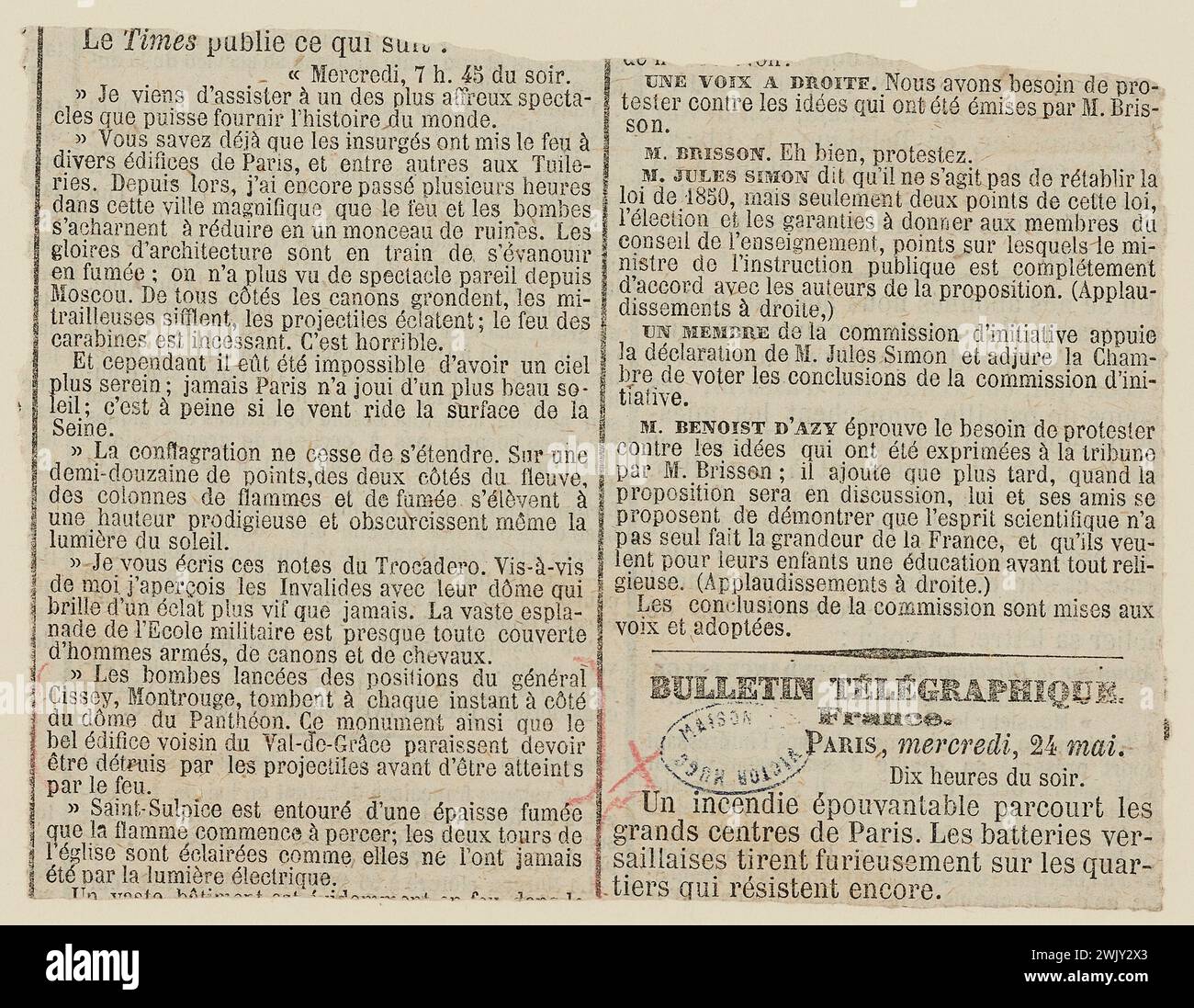 Anonymous, press cut Le Times publishes the following (dummy title ...