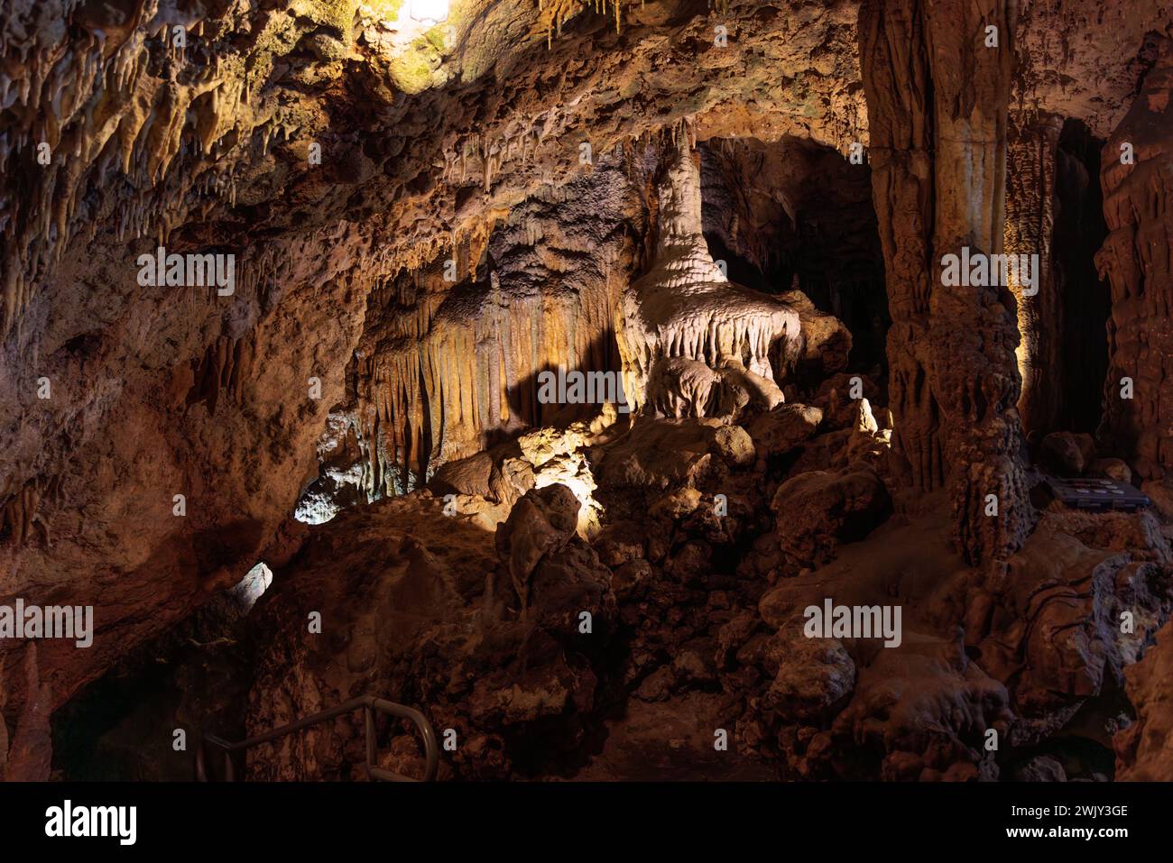 Limestone rock formations in a cave at Florida Caverns State Park in ...