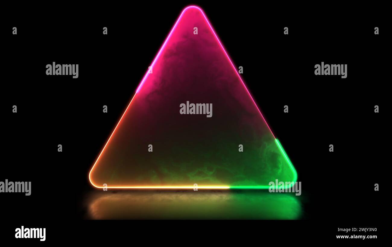 Looping glowing triangle neon frame effect, black background Stock ...