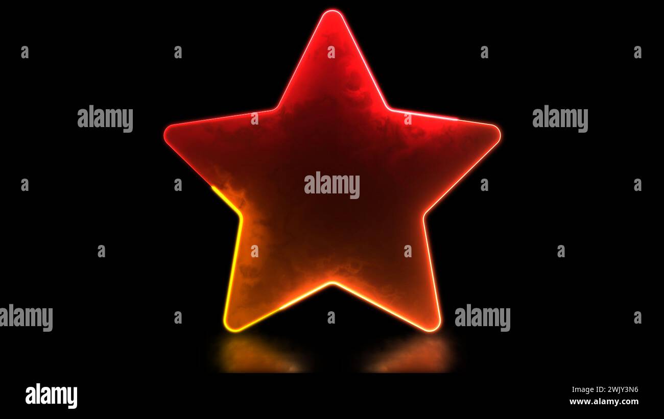 Looping glowing star shaped neon frame effect, black background Stock ...