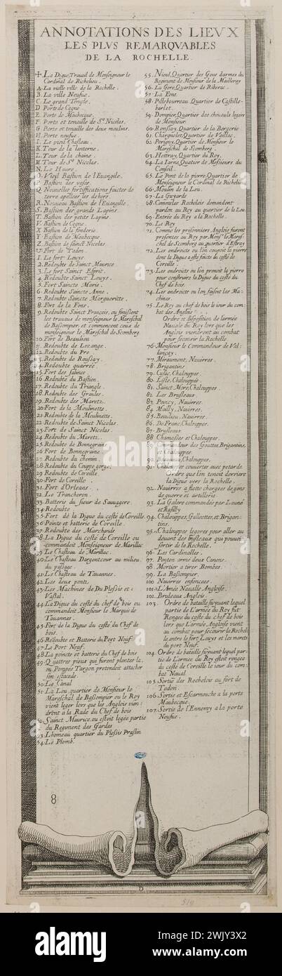 Jacques Callot (1592-1635). "Siege of La Rochelle, border of the sides ...