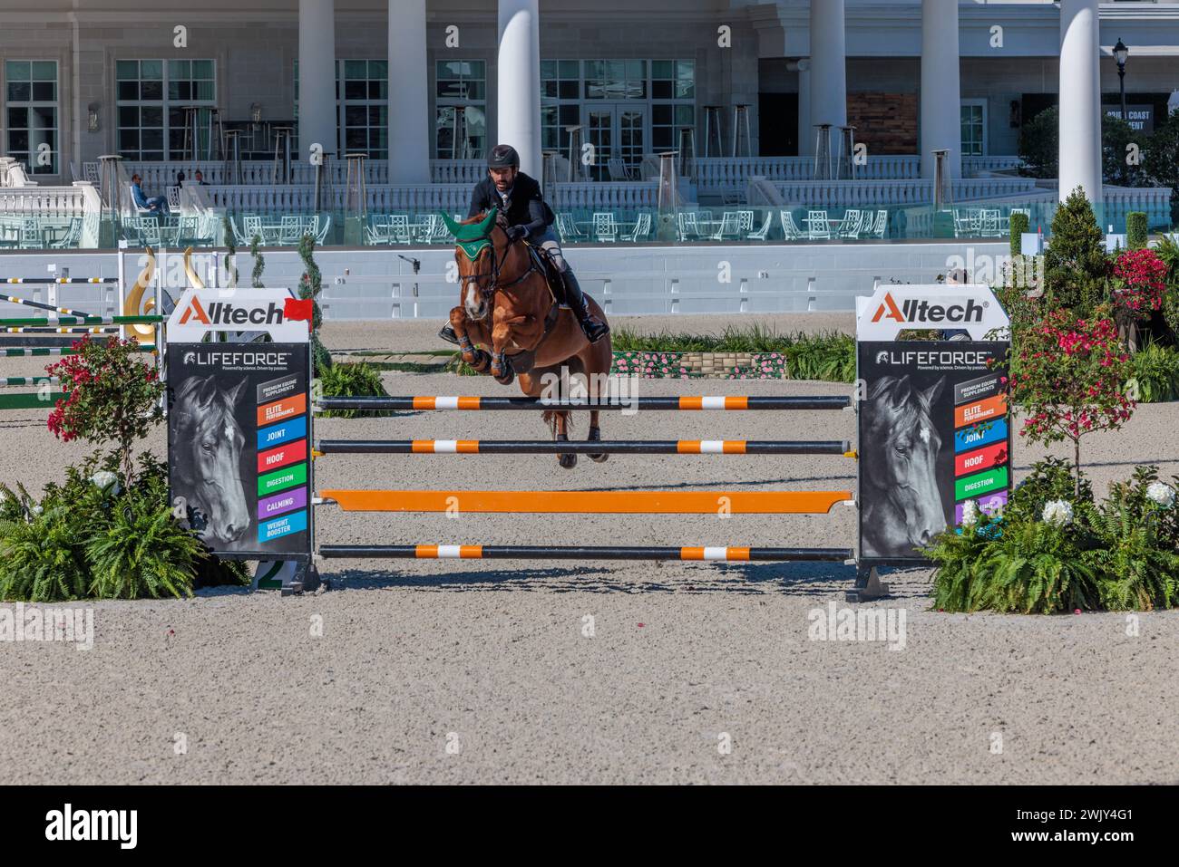 Man competing in the Hunter Jumper competition in the Grand Outdoor ...