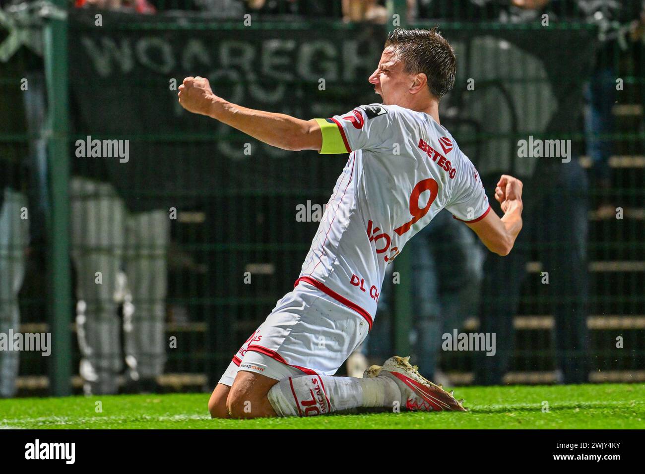 Roeselare, Belgium. 16th Feb, 2024. Jelle Vossen (9) of Zulte-Waregem ...