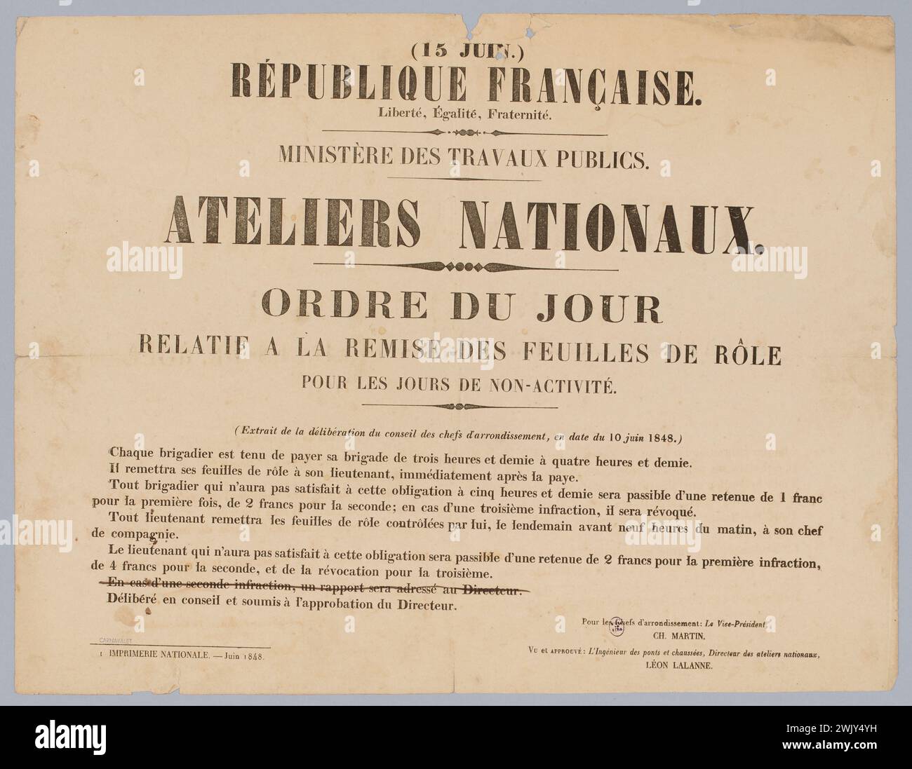 National Imprimerie, (June 15)/ French Republic./ Liberty, Equality ...