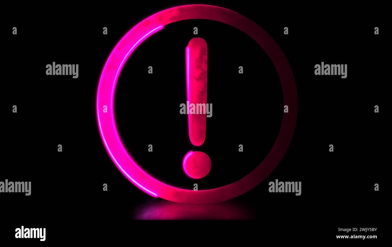 Glowing neon frame effect looping caution warning sign symbol. Black ...