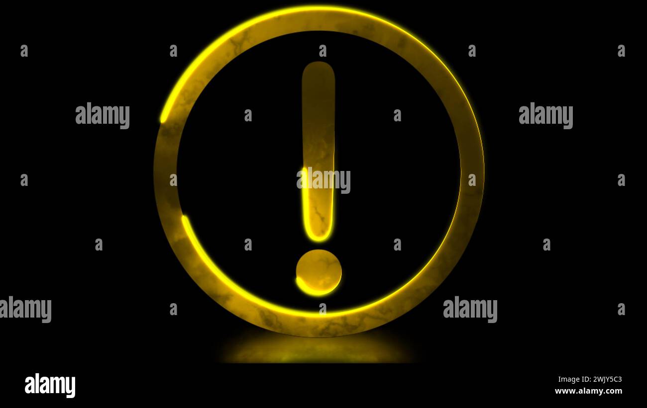 Glowing neon frame effect looping caution warning sign symbol. Black ...
