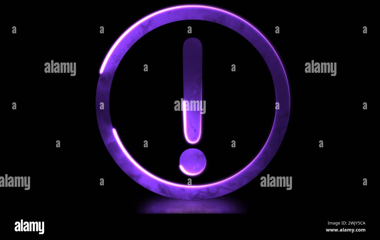 Glowing neon frame effect looping caution warning sign symbol. Black ...