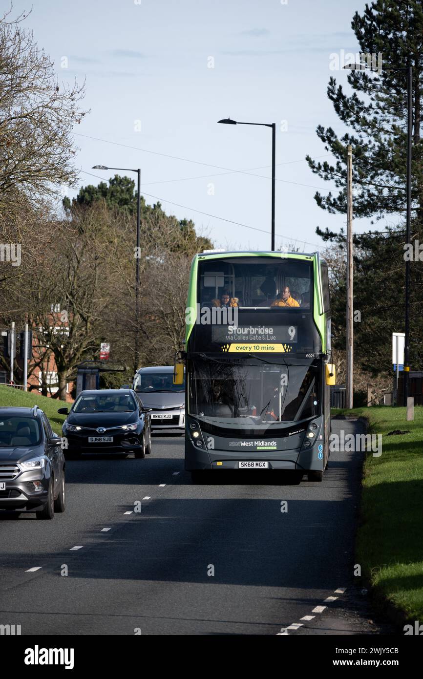 National Express West Midlands No. 9 bus, Hagley Road West, Birmingham ...
