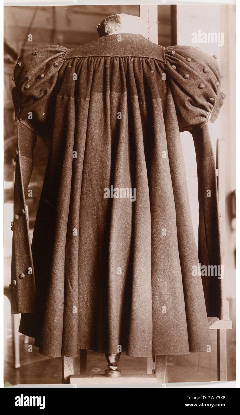 Old tunic on back view. Anonymous photography. Gelatin aristotype ...