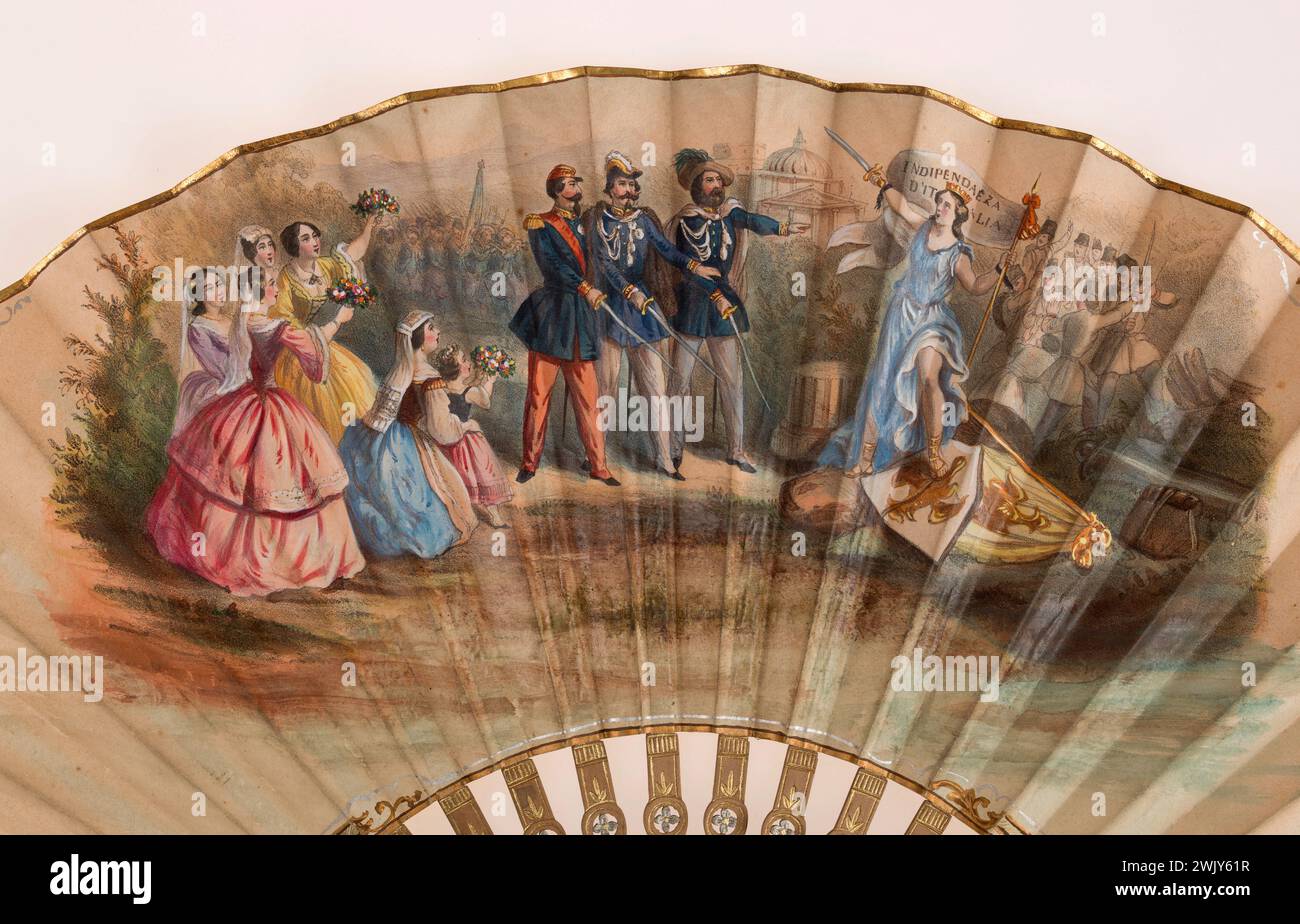 Eventail: "Figure symbolizing the unification of Italy; in the center ...