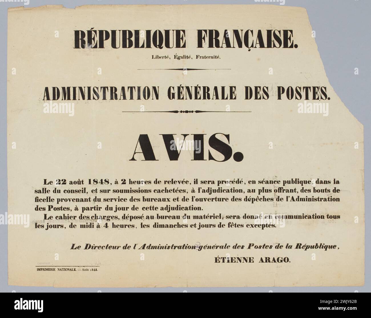 National Imprimerie, French Republic./ Liberty, Equality, Fraternity ...